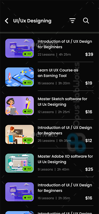 Online Learning App UI Kit| Online exam app UI Kit| Online Class App UI Kit| CourseHub, Web Elements